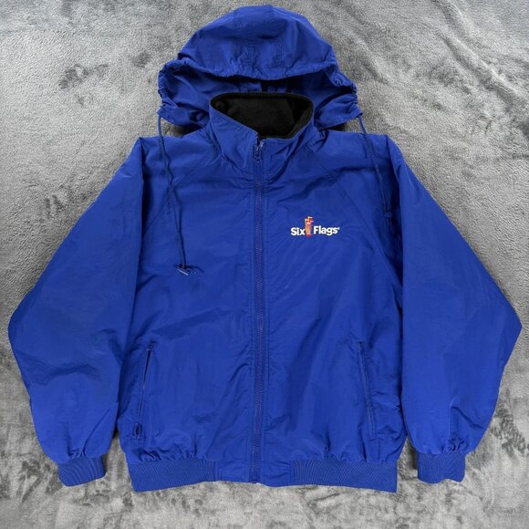 Six Flags | Jackets & Coats | Six Flags Blue Work Jacket Men M Nylon ...